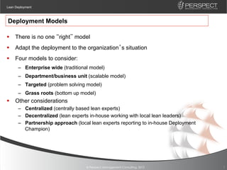 Lean Deployment Models - Perspect Management Consulting | PDF