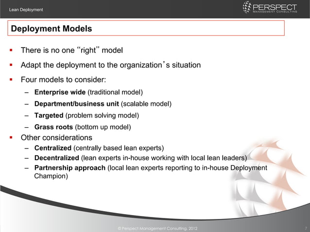 Lean Deployment Models - Perspect Management Consulting | PPT