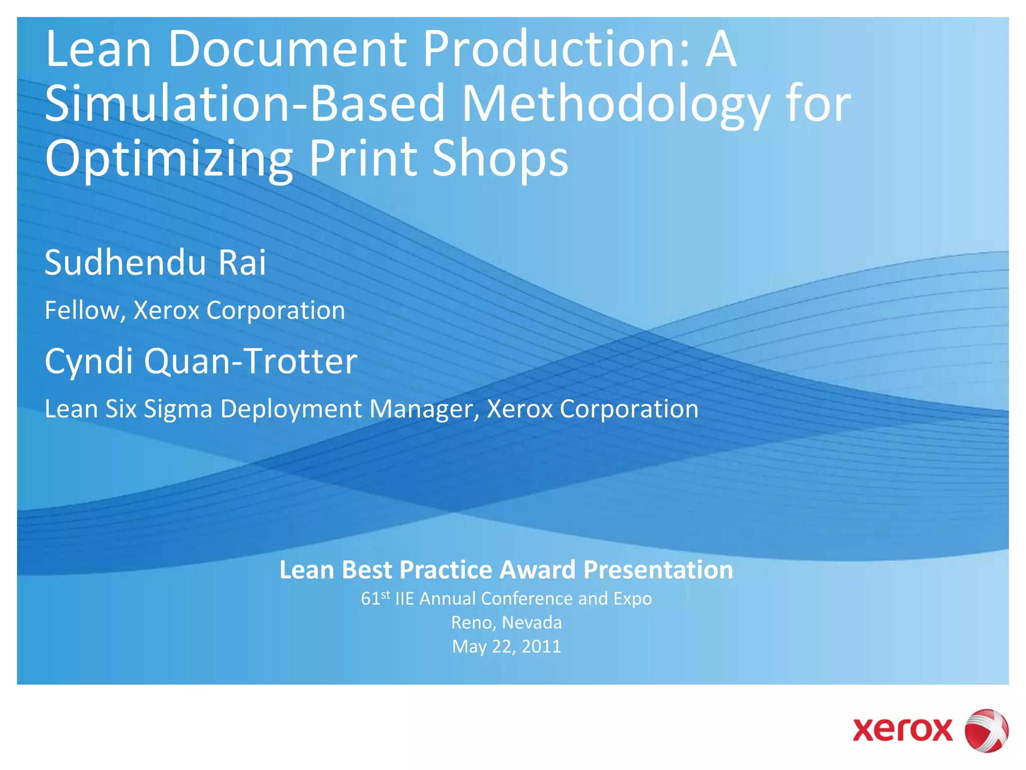 IIE Lean Best Practice Award presentation (Won First Place in the ...