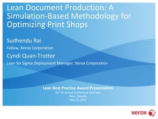 IIE Lean Best Practice Award presentation (Won First Place in the ...