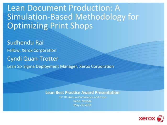 IIE Lean Best Practice Award presentation (Won First Place in the ...