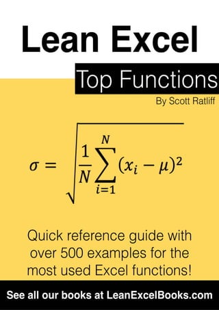Lean Excel Top Functions - Quick Reference Guide with 500 Examples ...