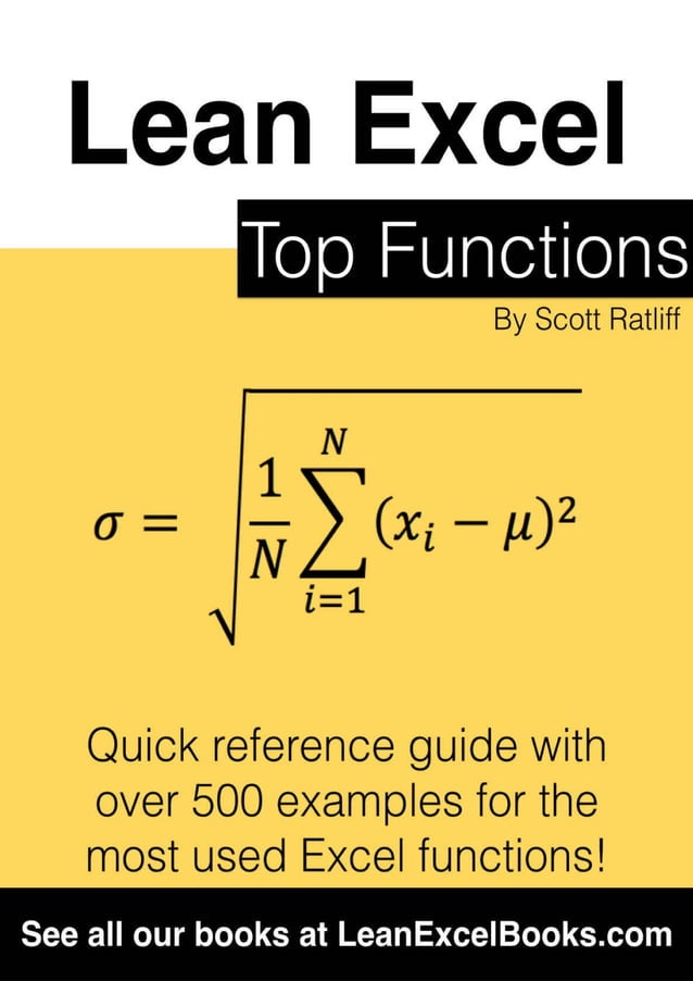Lean Excel Top Functions - Quick Reference Guide with 500 Examples ...