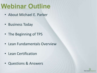 Lean Fundamentals Overview Webinar | PPTX
