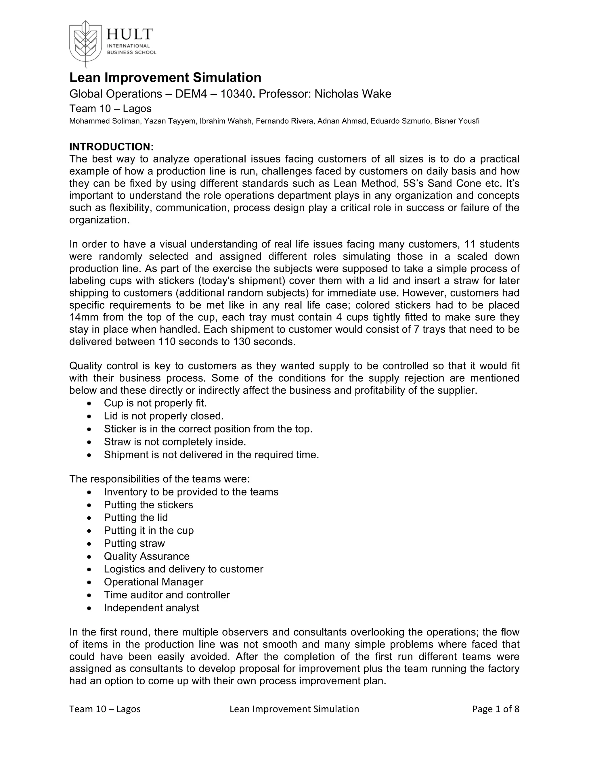 Lean Improvement Simulation | PDF | Logistics | Business