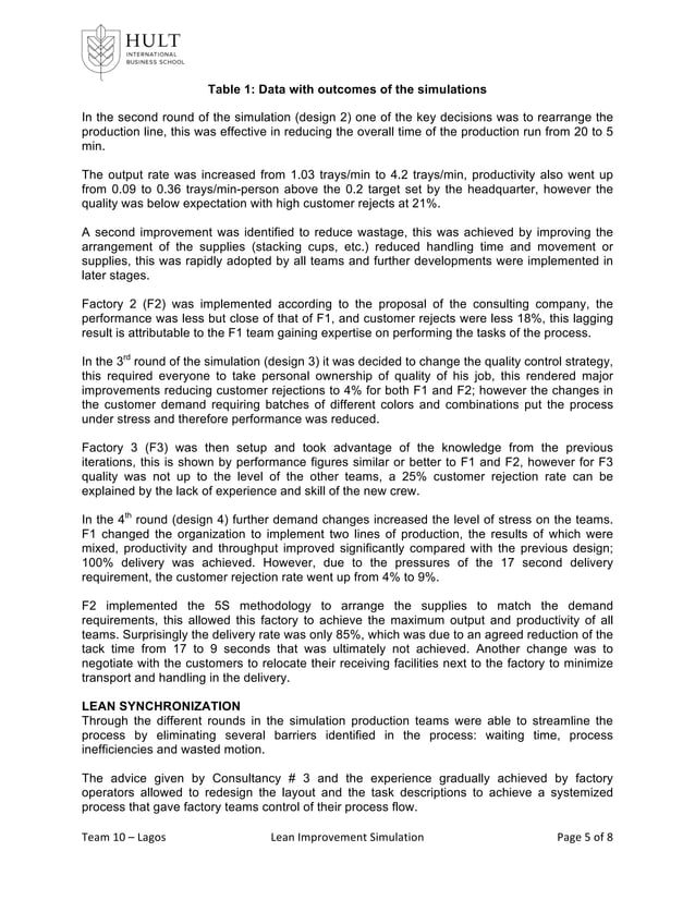 Lean Improvement Simulation | PDF | Logistics | Business