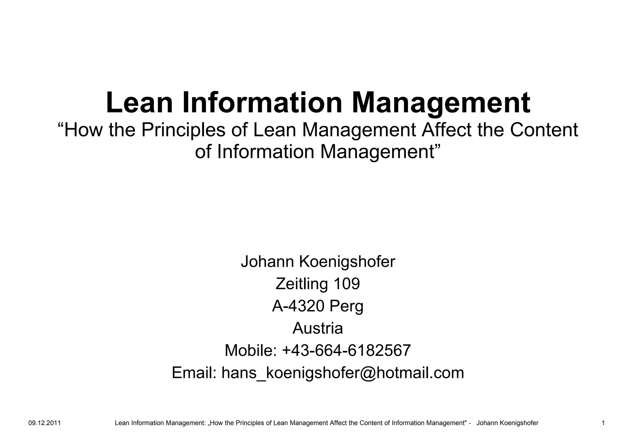 Lean Information Management | PPT