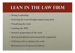 Lean in the lawfirm by stephen reed | PPT