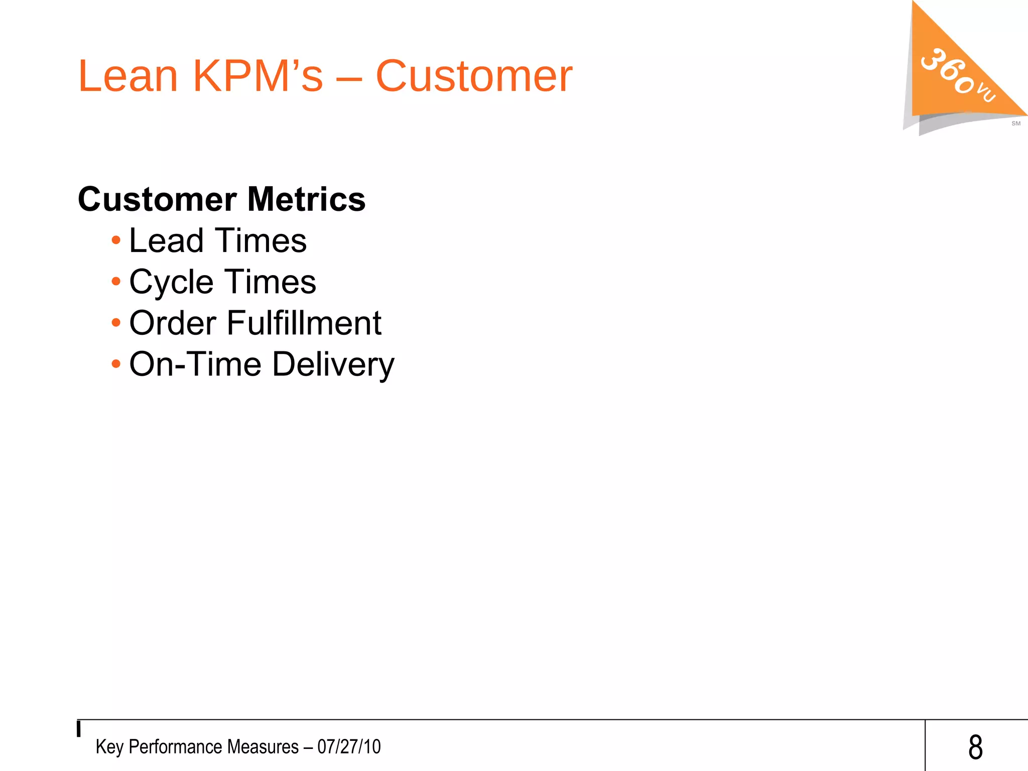 Lean Key Performance Metrics | PPT