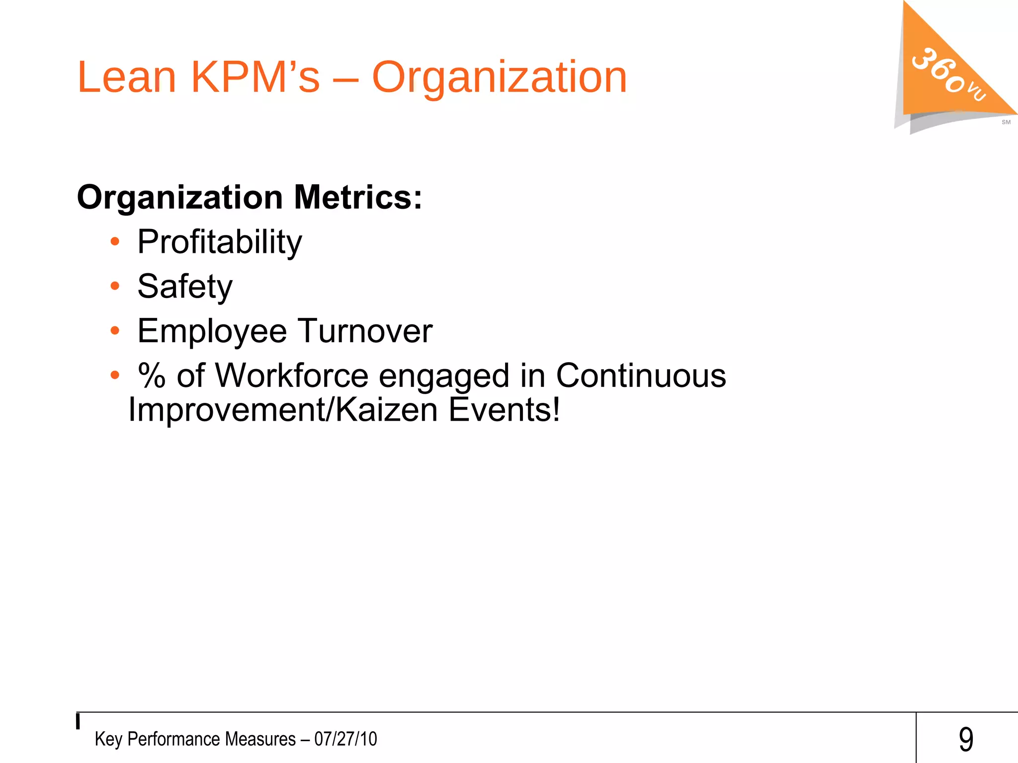 Lean Key Performance Metrics | PPT