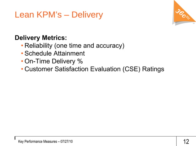 Lean Key Performance Metrics | PPT | Mechanical and Industrial ...