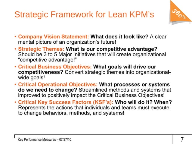 Lean Key Performance Metrics | PPT | Mechanical and Industrial ...