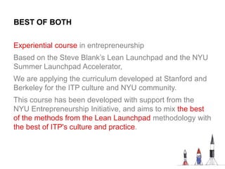 Lean LaunchPad at NYU ITP info session | PPT