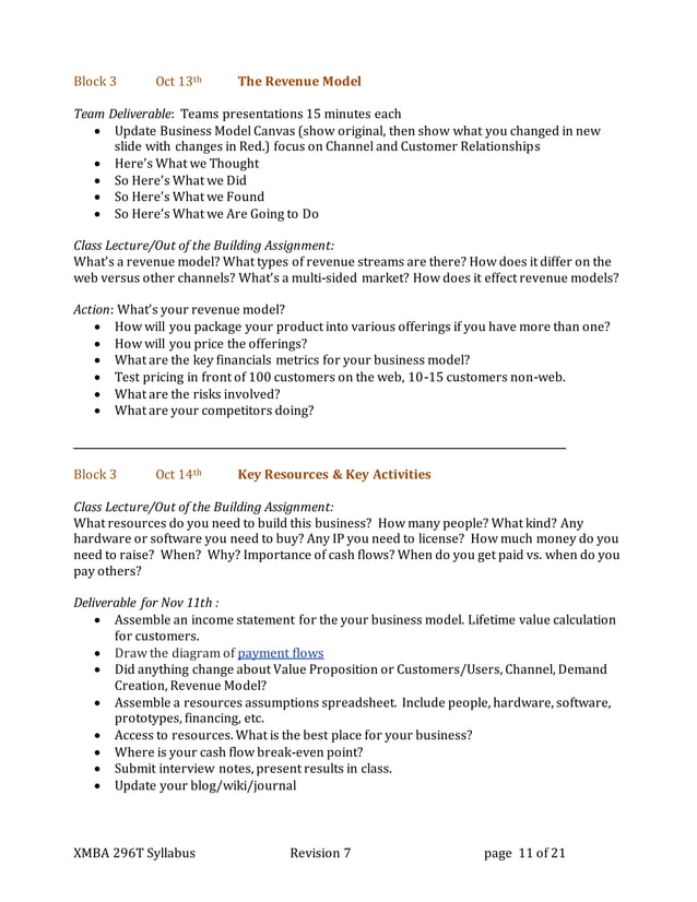 Lean launchpad berkeley columbia syllabus rev 7 | PDF