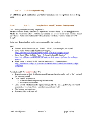 Lean launchpad berkeley columbia syllabus rev 7 | PDF