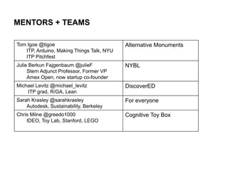 NYU ITP Lean LaunchPad 3.31.14