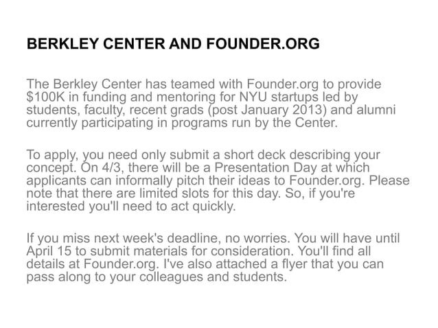 NYU ITP Lean LaunchPad 3.31.14