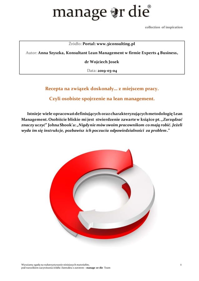 Lean Management, a miejsce pracy - Manage or Die Collection of ...