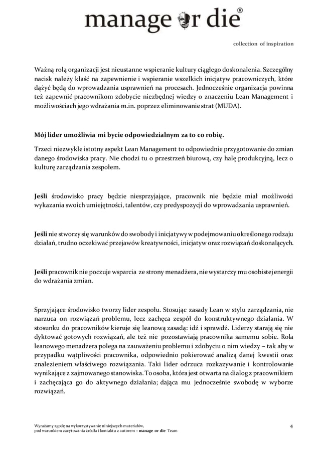 Lean Management, a miejsce pracy - Manage or Die Collection of ...
