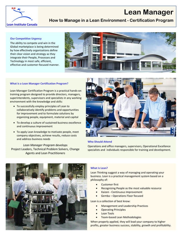 Lean Manager Certification Program - January 2018 | PDF