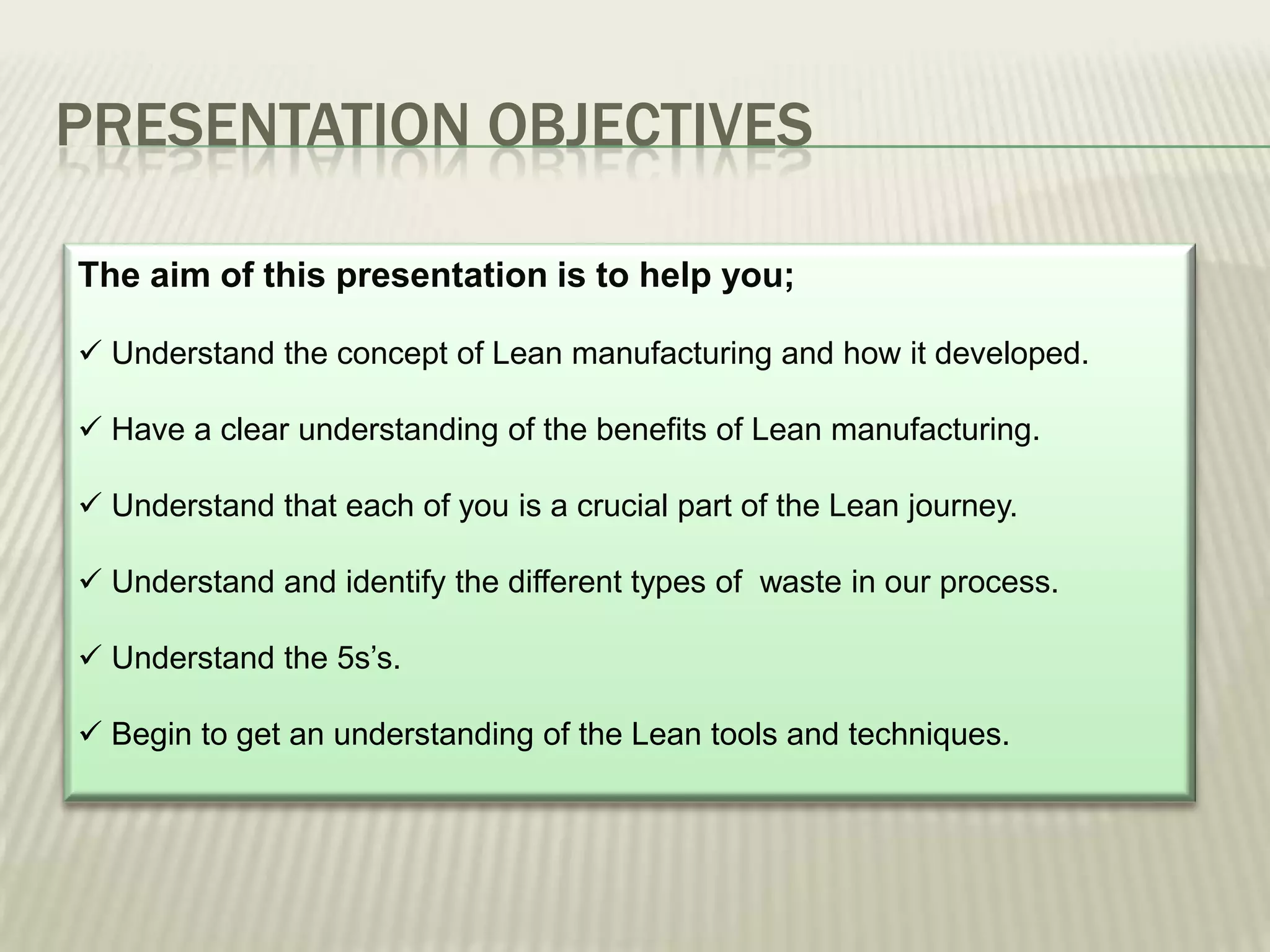 Lean manufacturing basics | PPTX