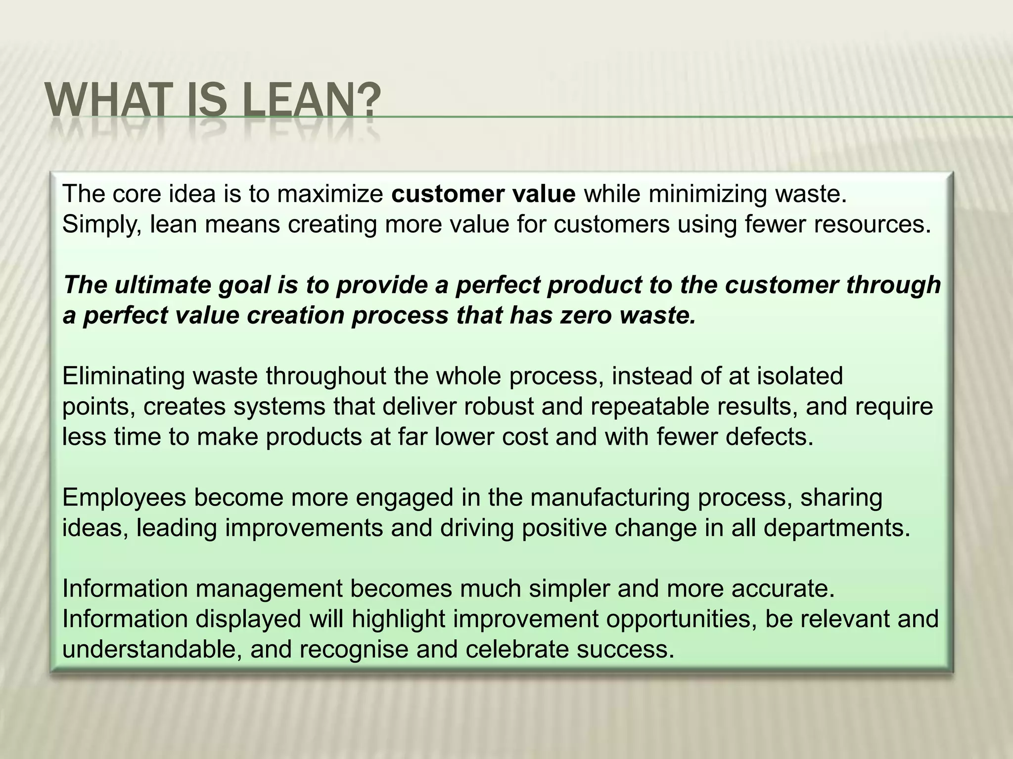 Lean manufacturing basics | PPTX | Business | Business and Finance