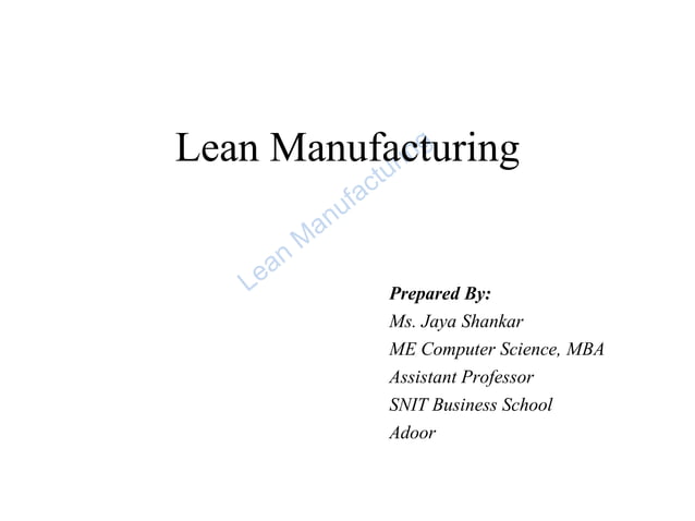 Lean Manufacturing | PPT