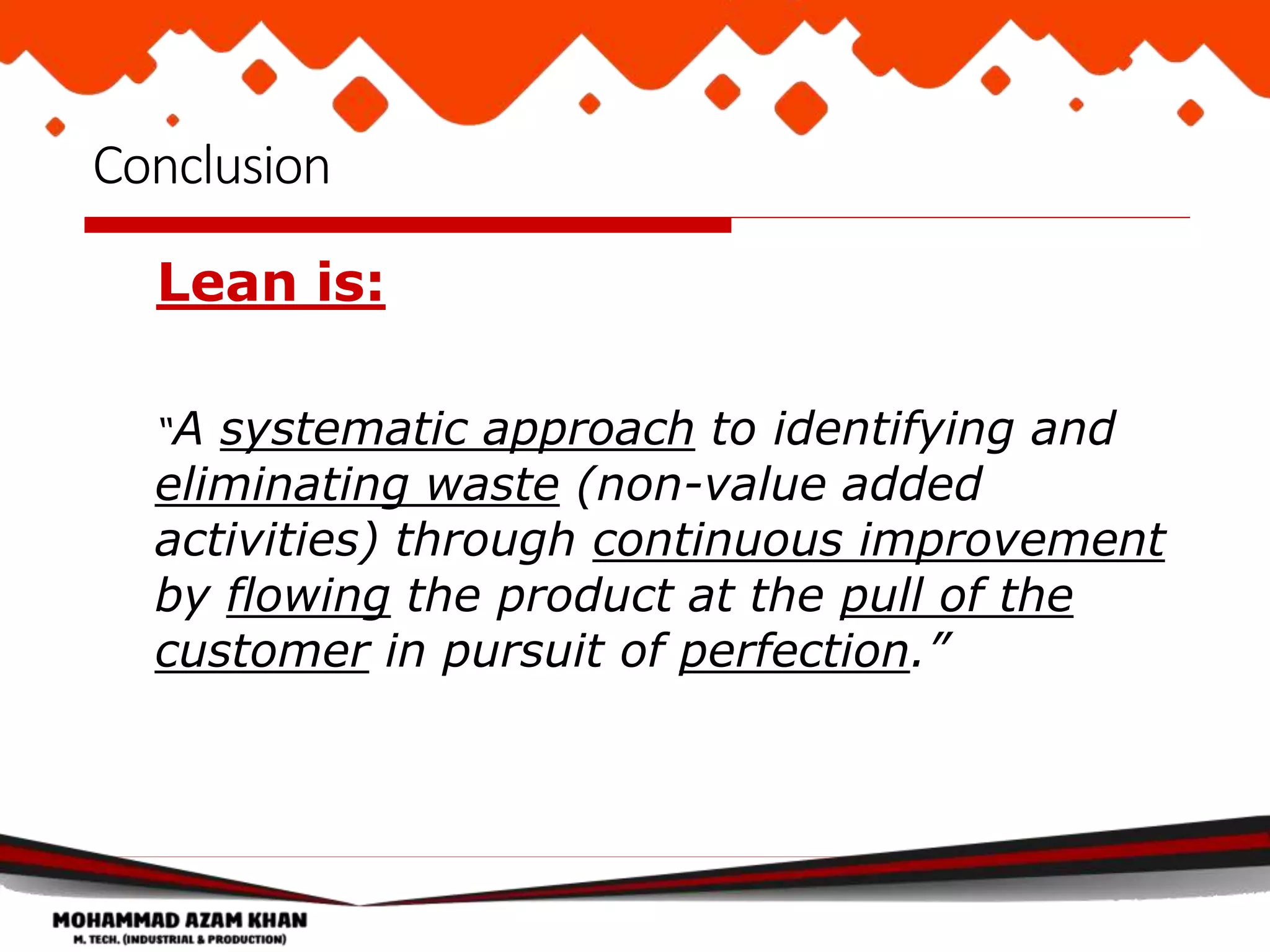 Lean Manufacturing (Concepts, Tools and Quality Management) | PPTX