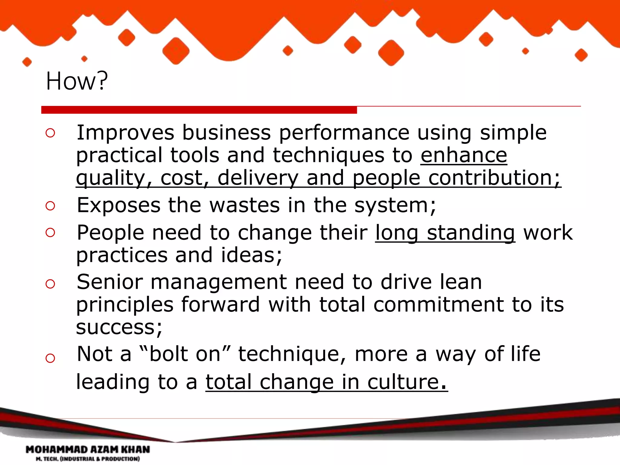 Lean Manufacturing (Concepts, Tools and Quality Management) | PPTX