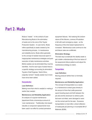 Lean Manufacturing and Reliability Concepts Report | PDF