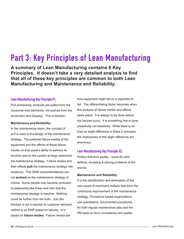Lean Manufacturing and Reliability Concepts Report | PDF