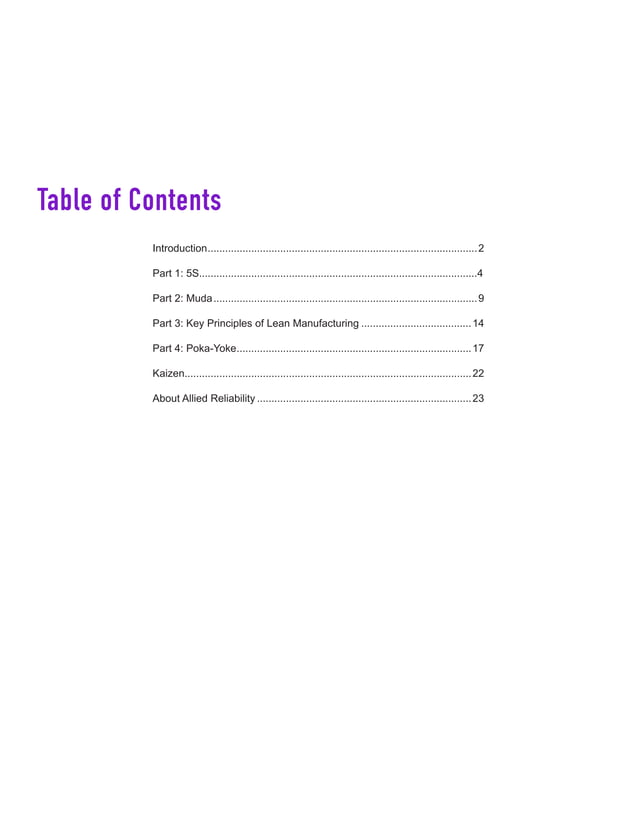 Lean Manufacturing and Reliability Concepts Report | PDF