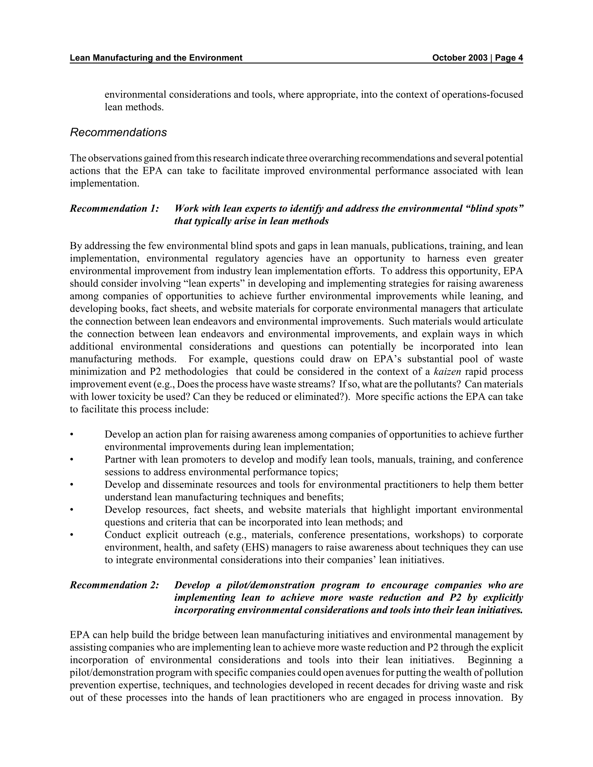 Lean manufacturing and the environment | PDF