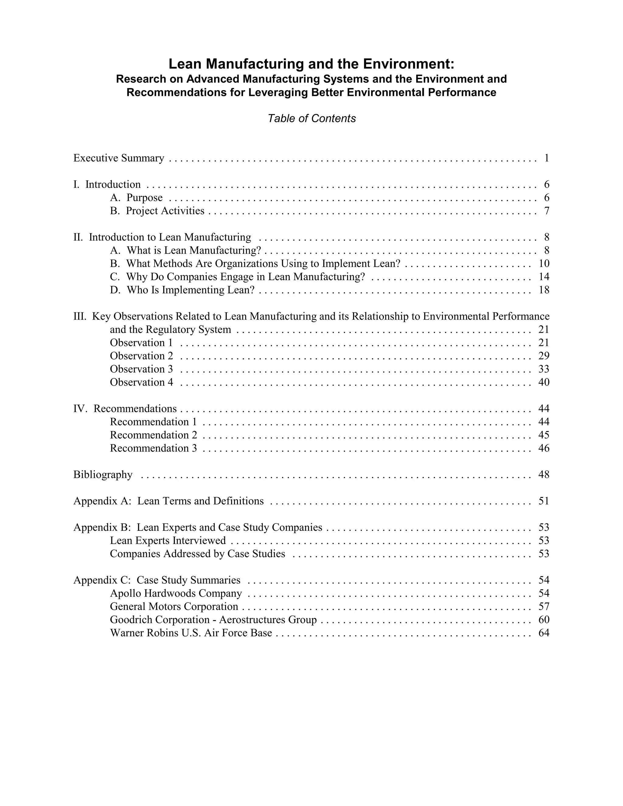 Lean manufacturing and the environment | PDF