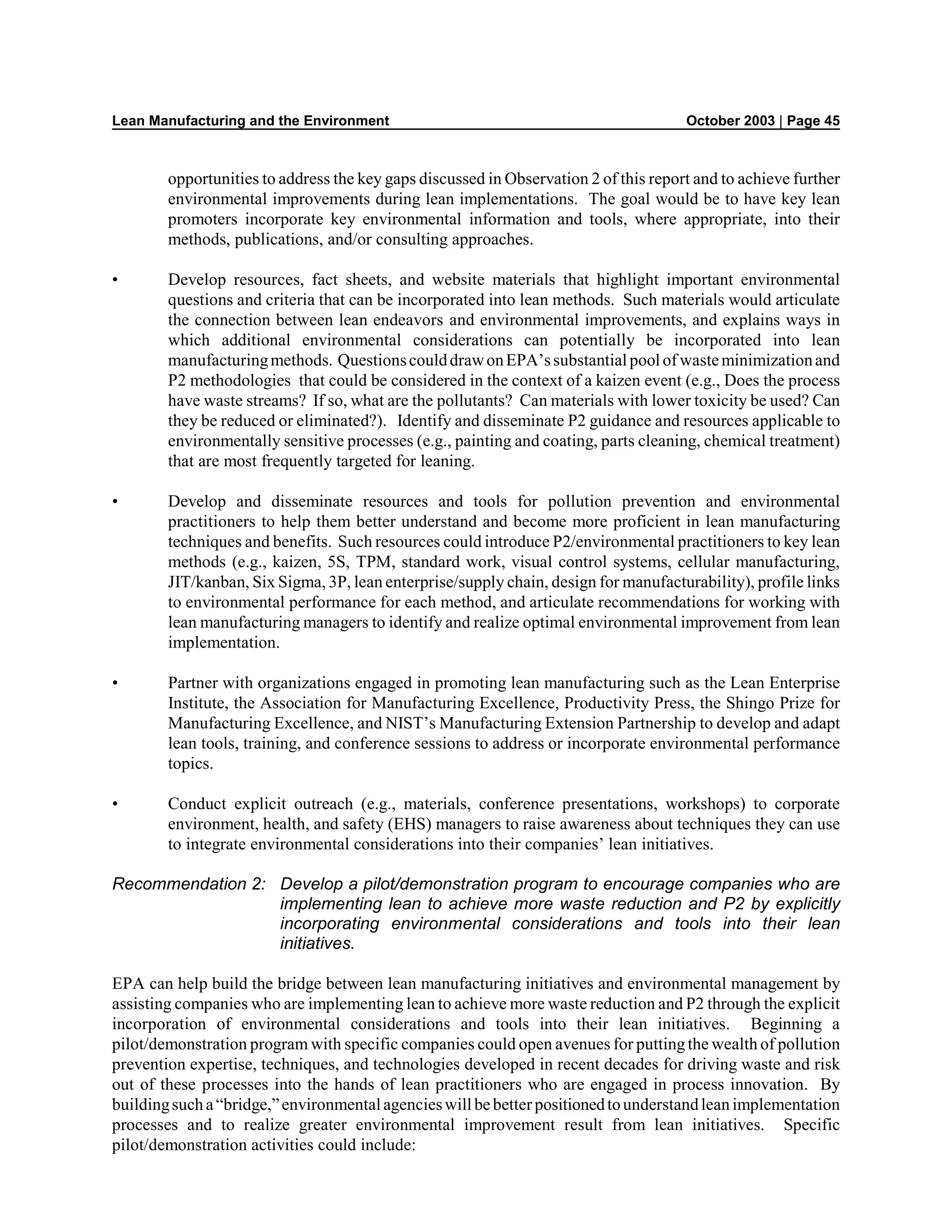 Lean manufacturing and the environment | PDF