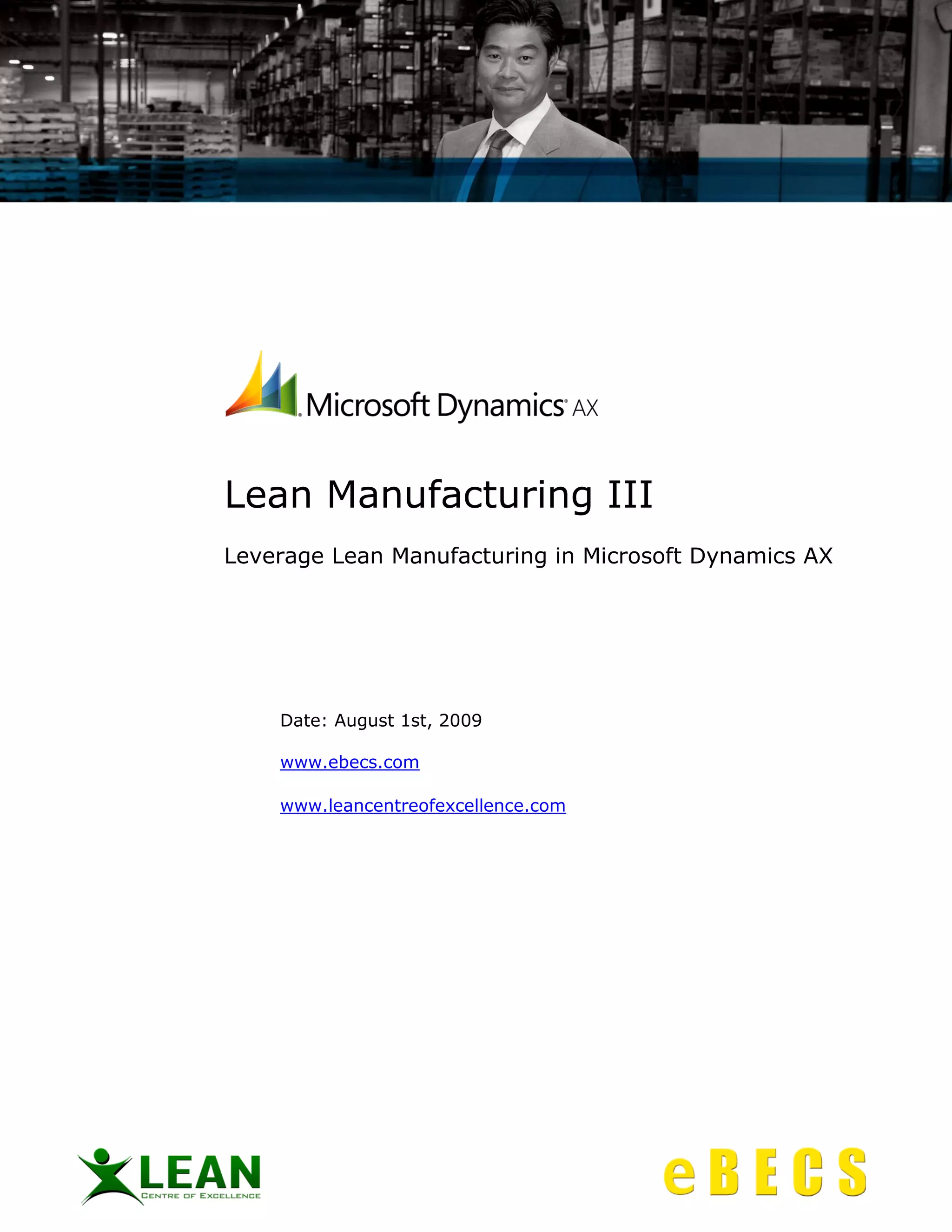 Lean Manufacturing III In Microsoft Dynamics AX | PDF