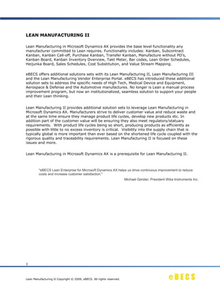 Lean Manufacturing II In Microsoft Dynamics AX | PDF