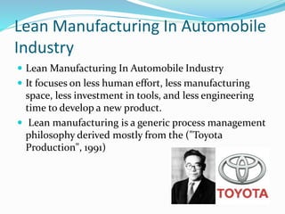 Lean manufacturing in automobile industry | PPTX