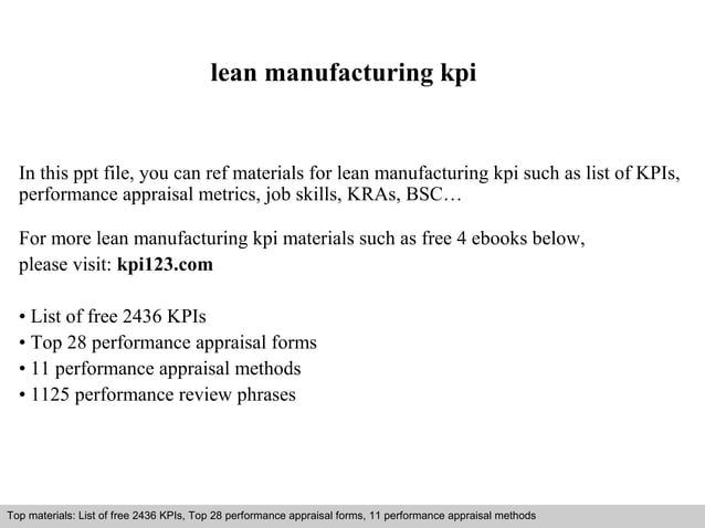 Lean manufacturing kpi | PPT