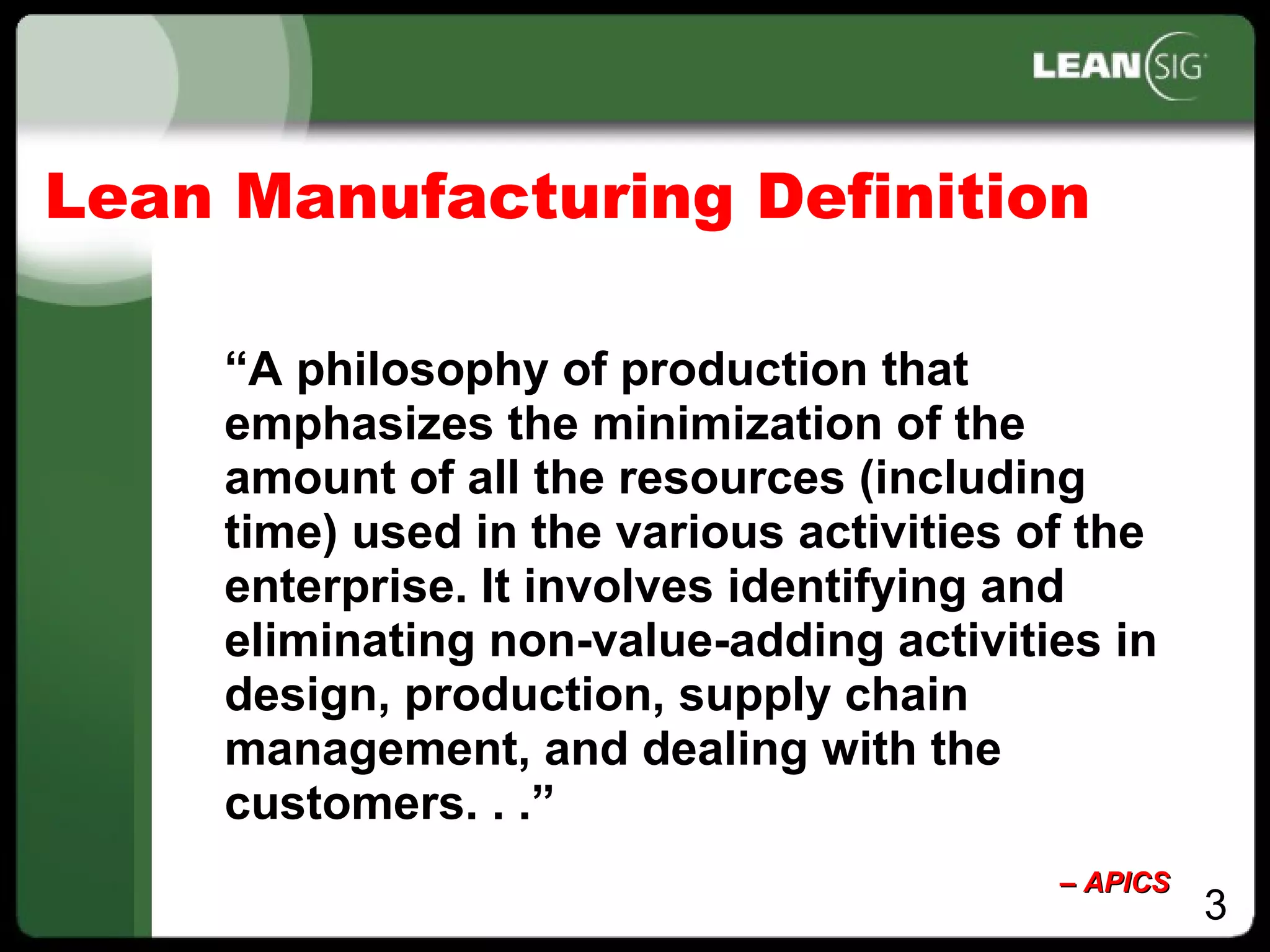 Lean manufacturing overview | PPT