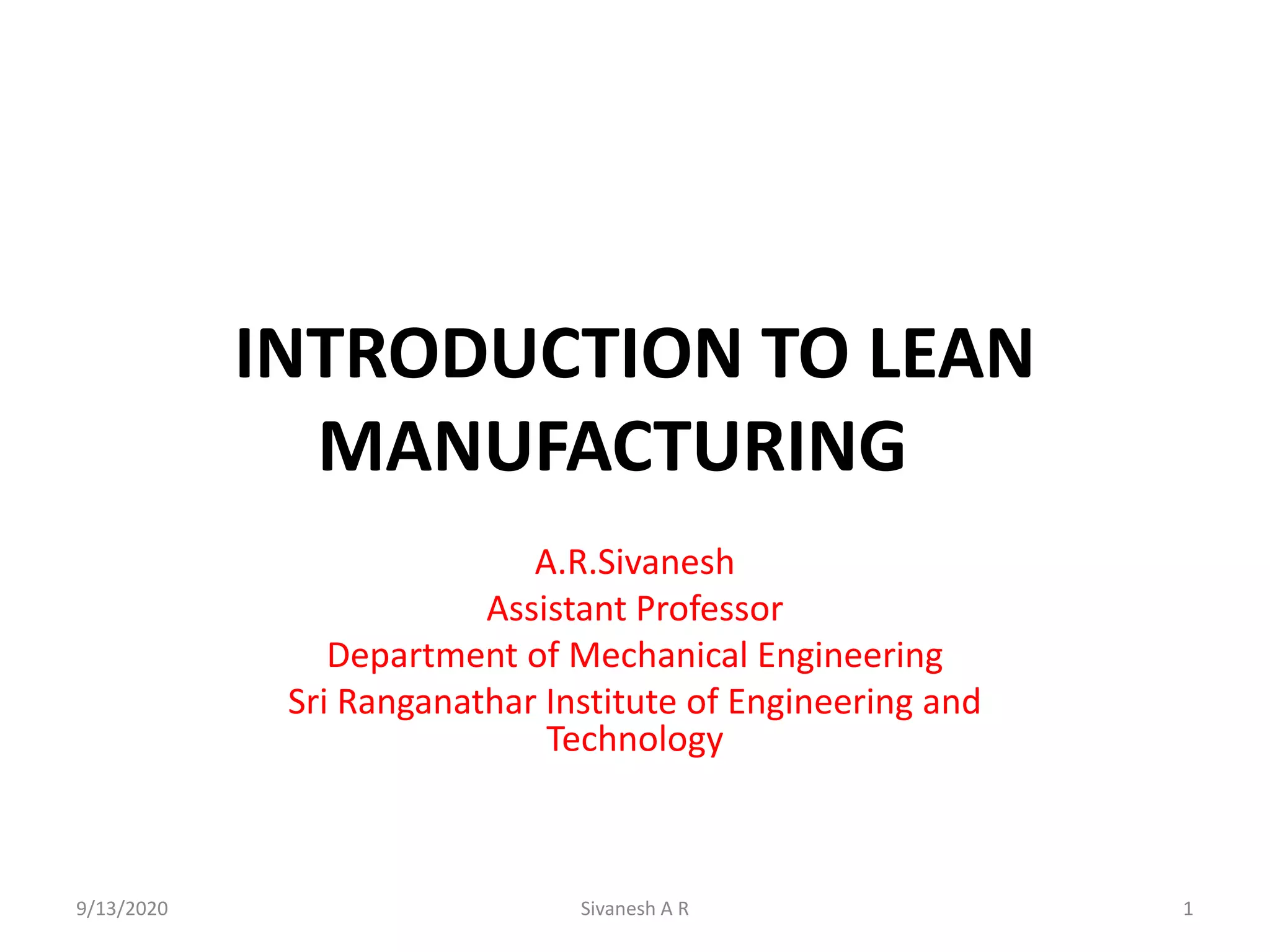 Lean manufacturing principles | PPTX
