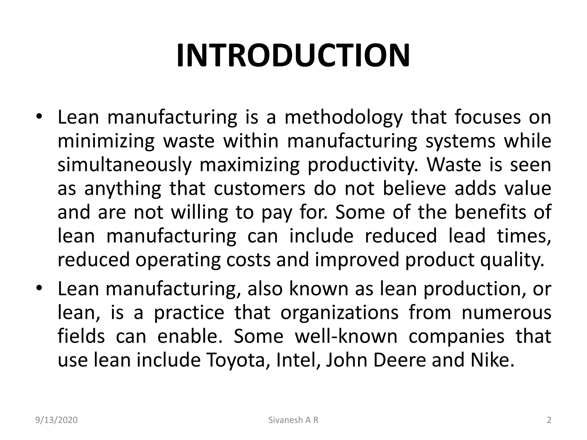 Lean manufacturing principles | PPTX