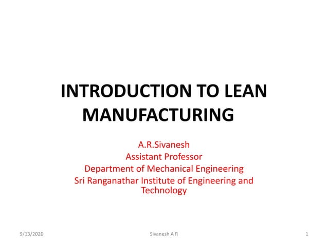 Lean manufacturing principles | PPTX | Manufacturing Industry | Industries