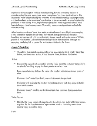 Lean manufacturing tools for garment industry | PDF