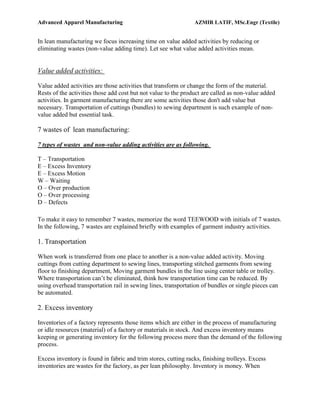 Lean manufacturing tools for garment industry | PDF