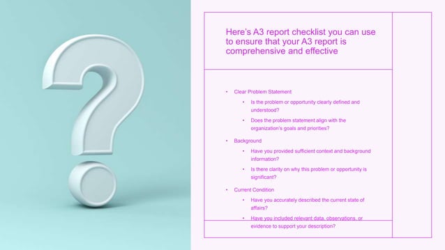 Lean methodology A3 Report Checklist eAuditor Audits & Inspections | PPT