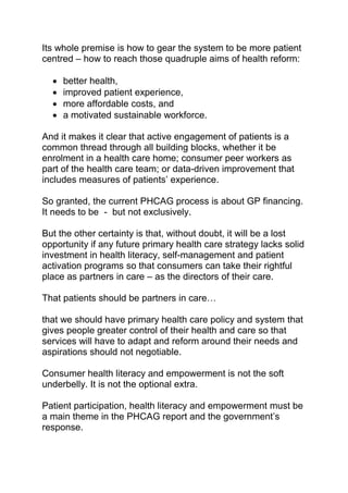 Health literacy and consumer-centred care: at the brink of change? | PDF