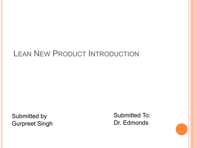 Lean New Product Introduction | PPT