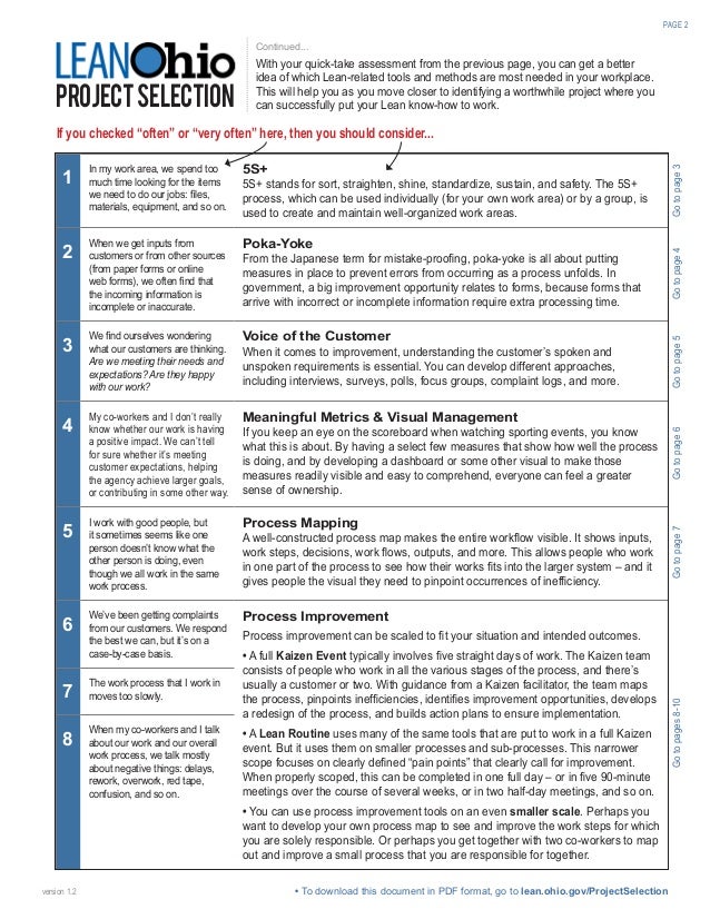 LeanOhio Project Selection Template