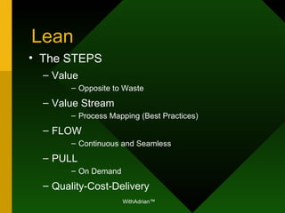 Lean operations withadrian adrian 2012.ppt | Logistics | Business